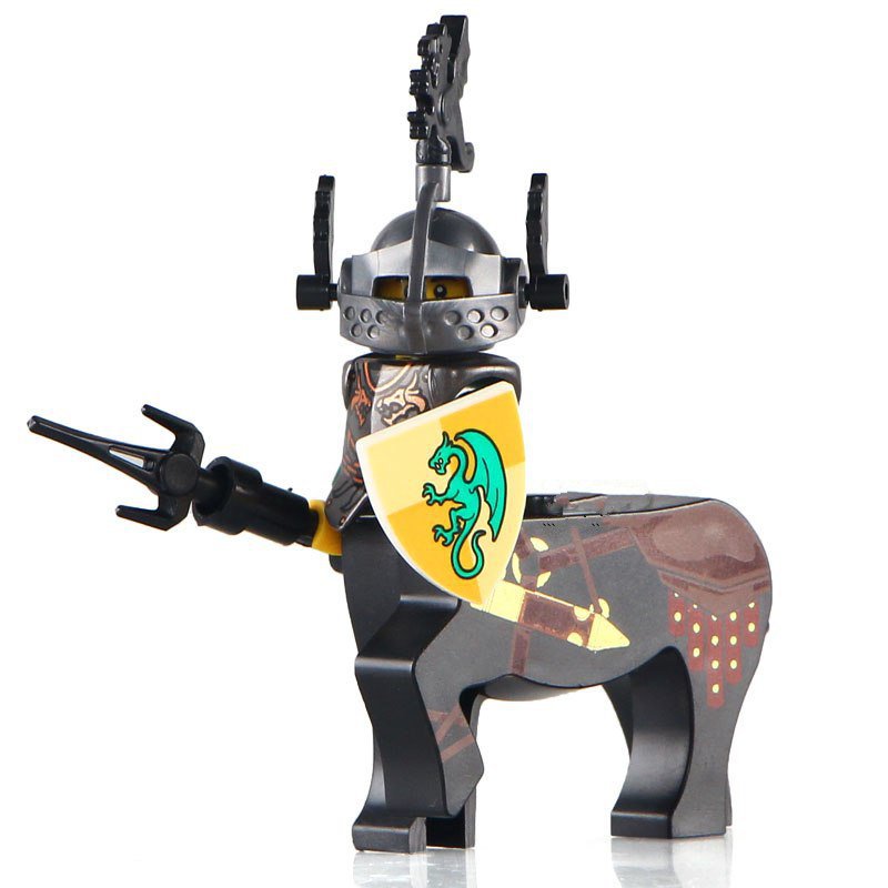 Medieval Castle Green Dragon Knight Masked With Spear Lego Minifigure Toy