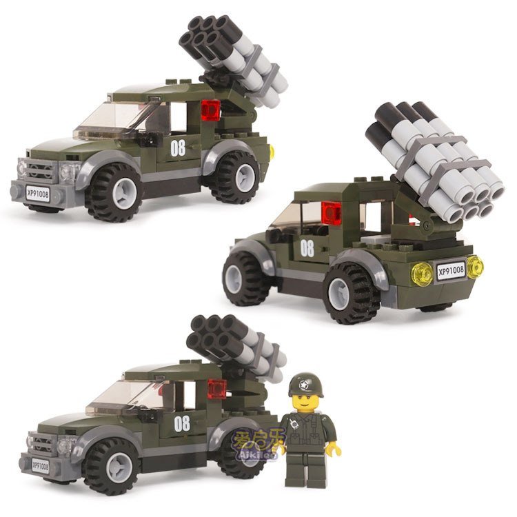 War Car with Missiles 08 COD SWAT WW2 Military Army Lego Minifigure Toys
