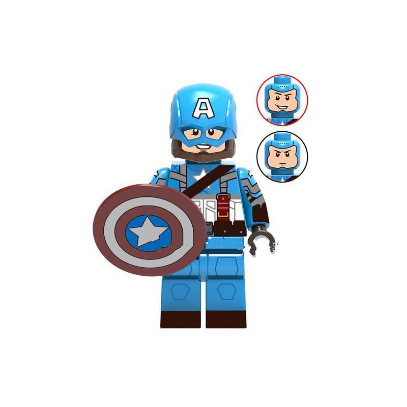 Light Blue Captain America Custom Marvel Super Hero Lego Minifigure Toy