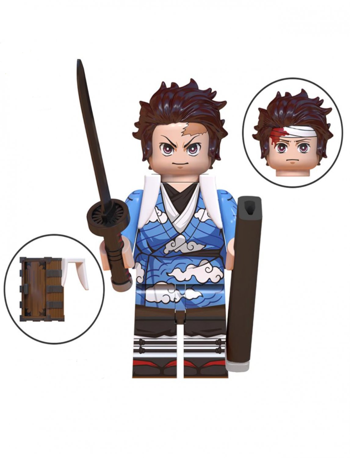 Blue Tanjiro Kamado and wood box Lego Minifigure Toy in Demon Slayer ...