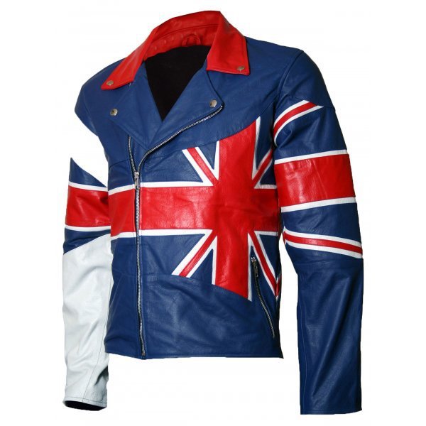 New Handmade Men's Union Jack Flag Leather Jacket for Men