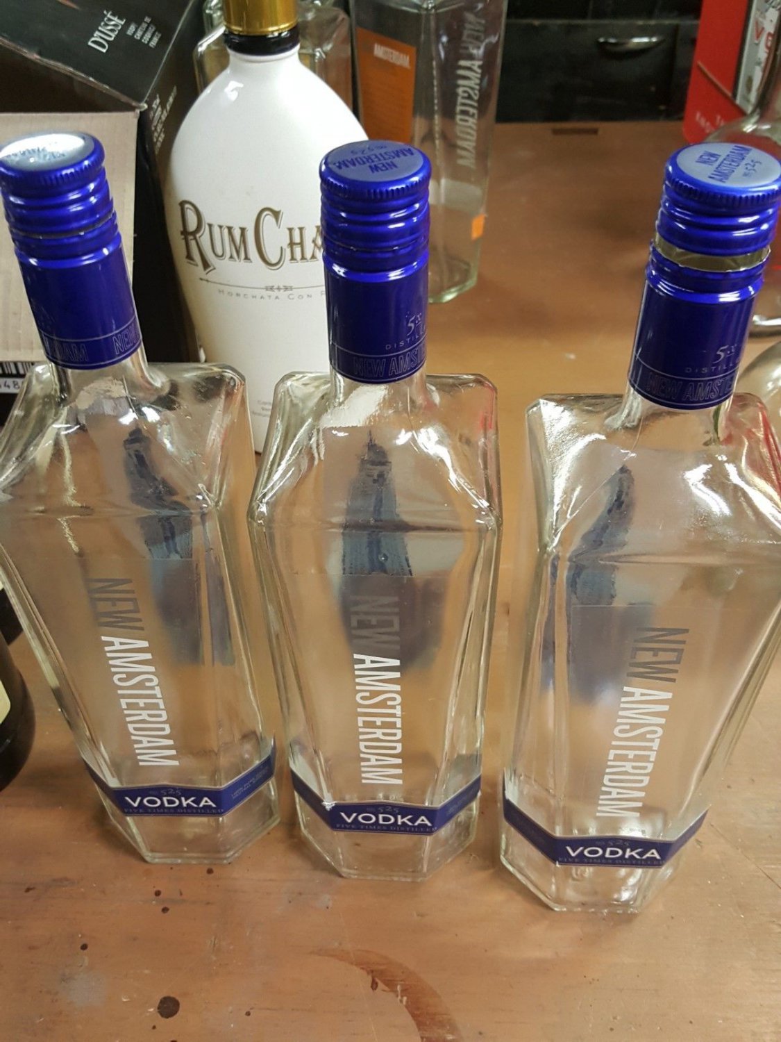 Amsterdam Vodka Liter Glass Bottles Empty Lot Of 4 Crafts arts