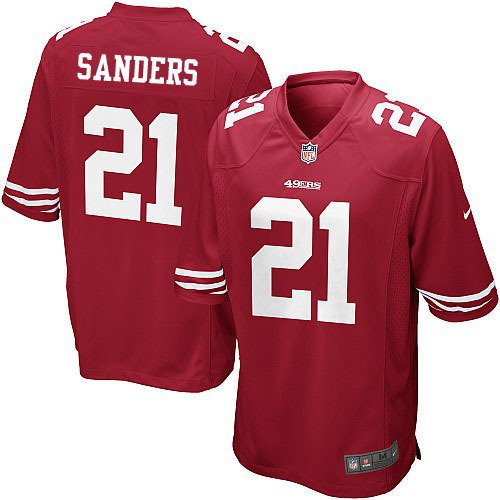 Men's San Francisco 49ers #21 Deion Sanders Game Red Stitched Jersey