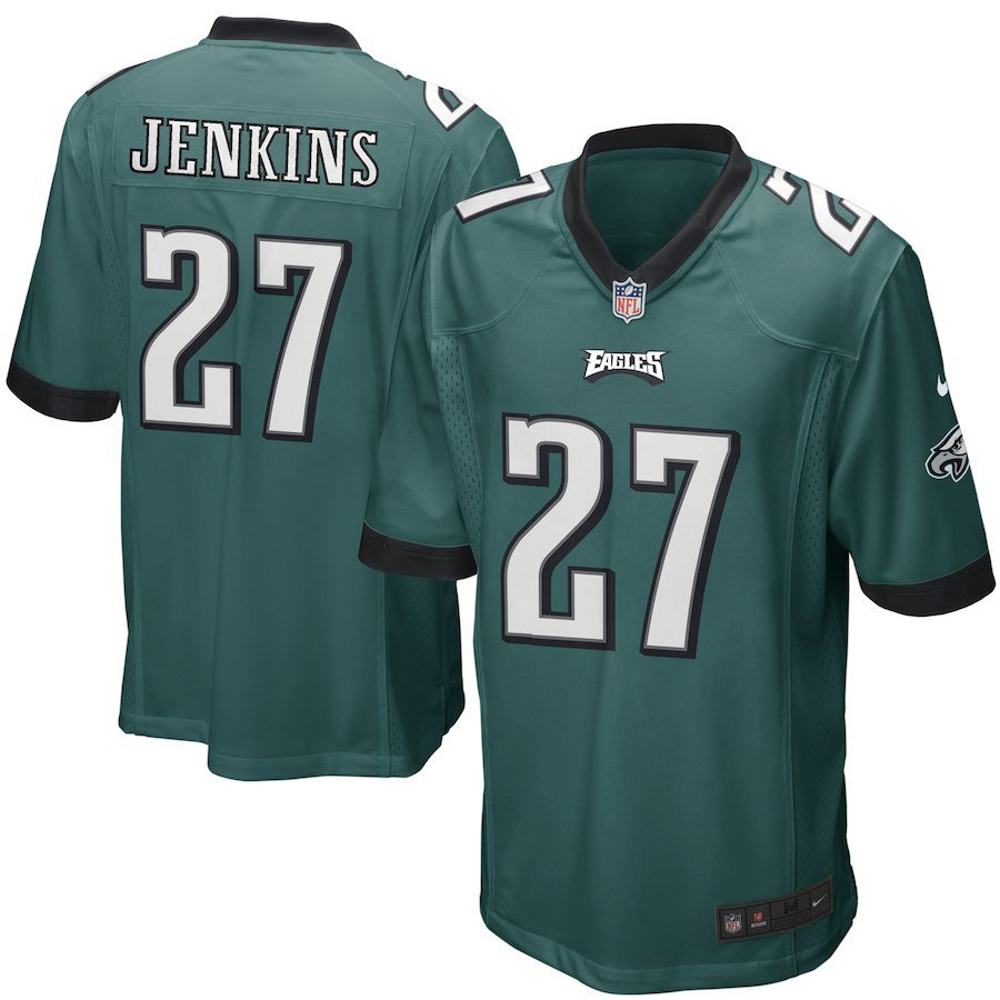 Men's Eagles #27 Malcolm Jenkins Game Green Stitched Jersey