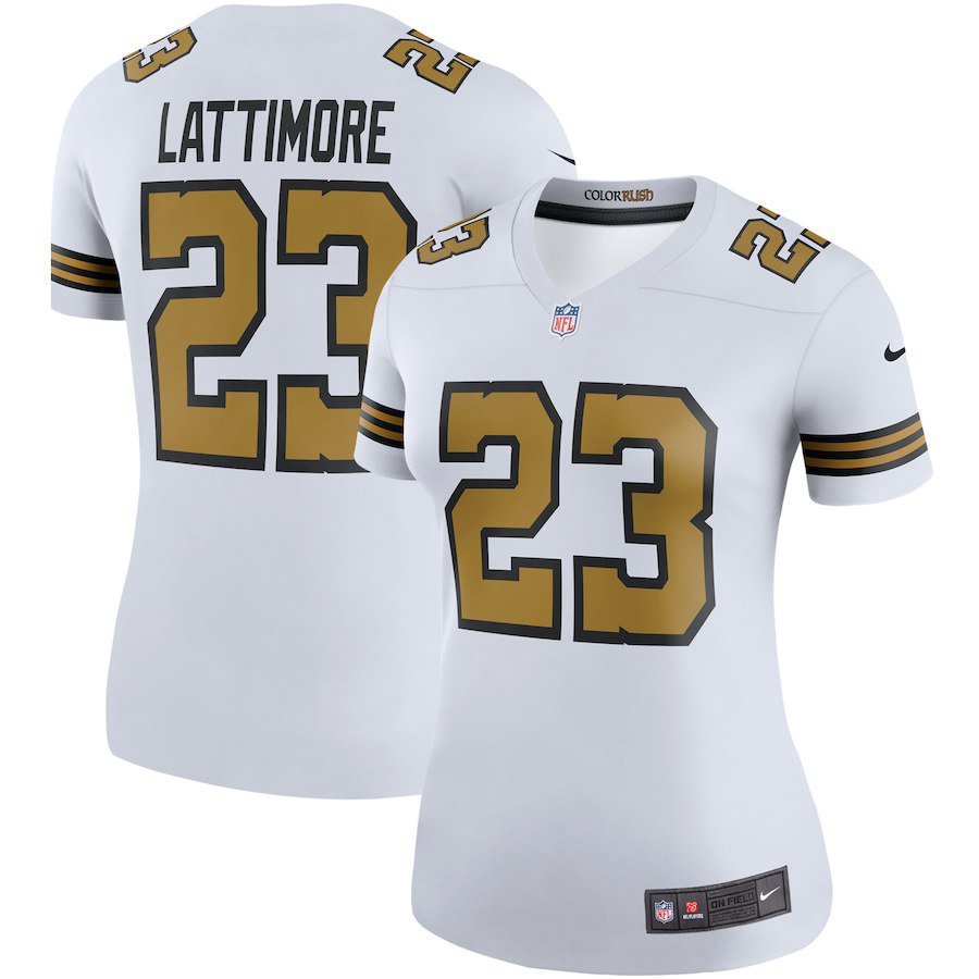Women's Orleans Saints 23# Marshon Lattimore White Stitched Jersey