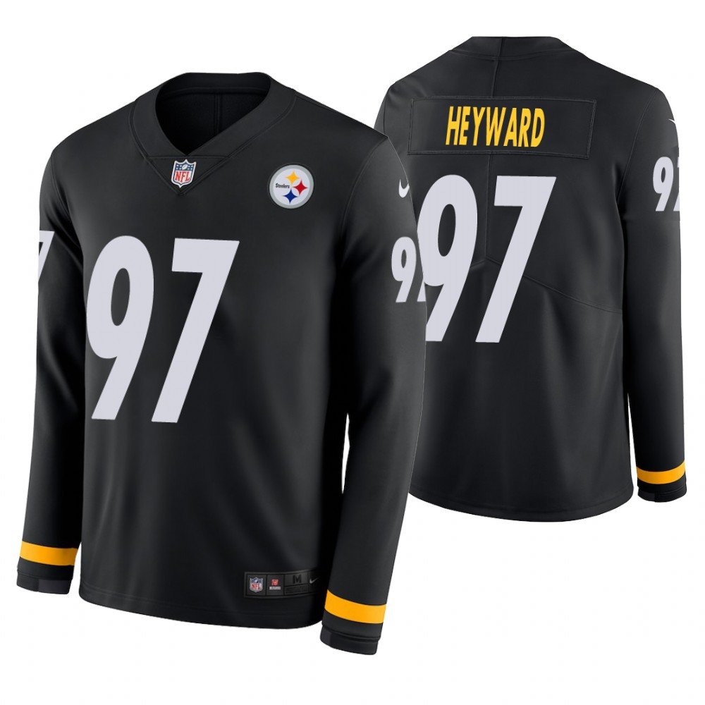 Pittsburgh Steelers #97 Cameron Heyward Black Therma Long Sleeve ...