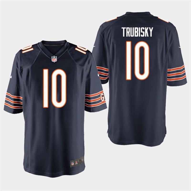 Chicago Bears #10 Mitchell Trubisky Navy Stitched Game Jersey