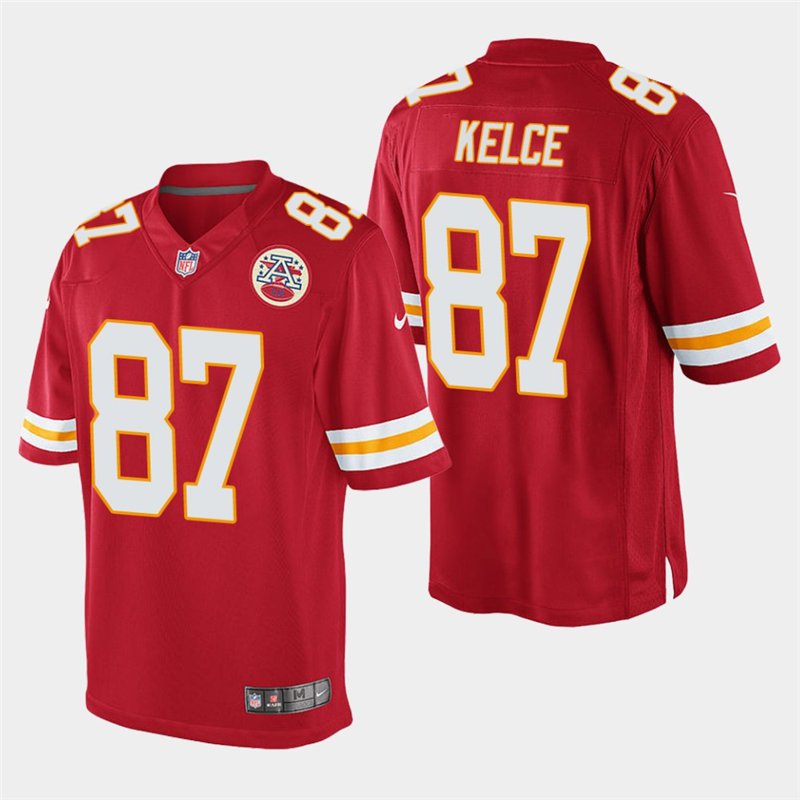 Kansas City Chiefs #87 Travis Kelce Red Stitched Game Jersey