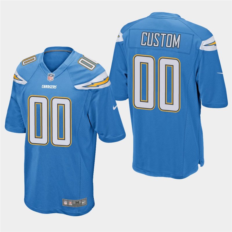 Los Angeles Chargers #00 Custom Name and Number Powder Blue Stitched ...