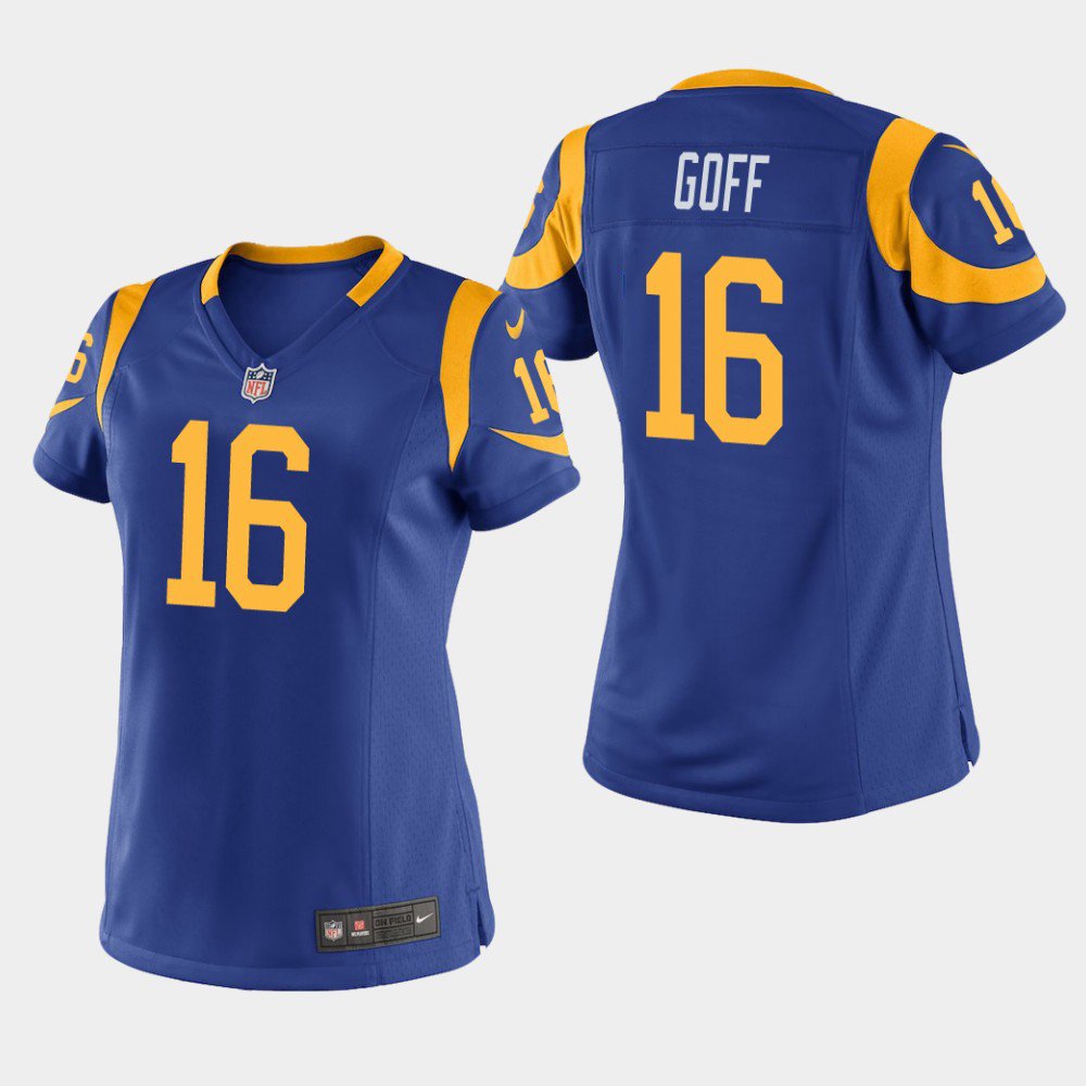 Women's Los Angeles Rams #16 Jared Goff Royal Stitched Jersey