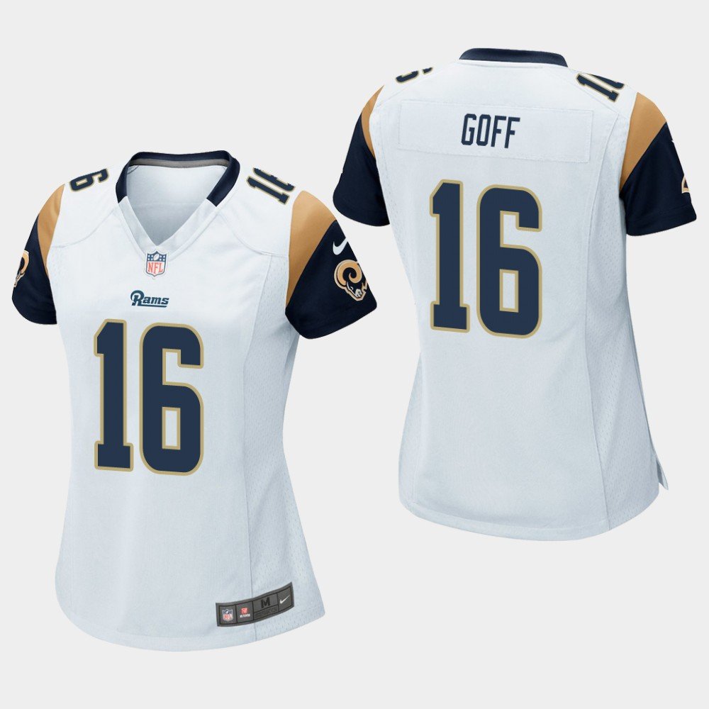 Women's Los Angeles Rams #16 Jared Goff White Stitched Jersey