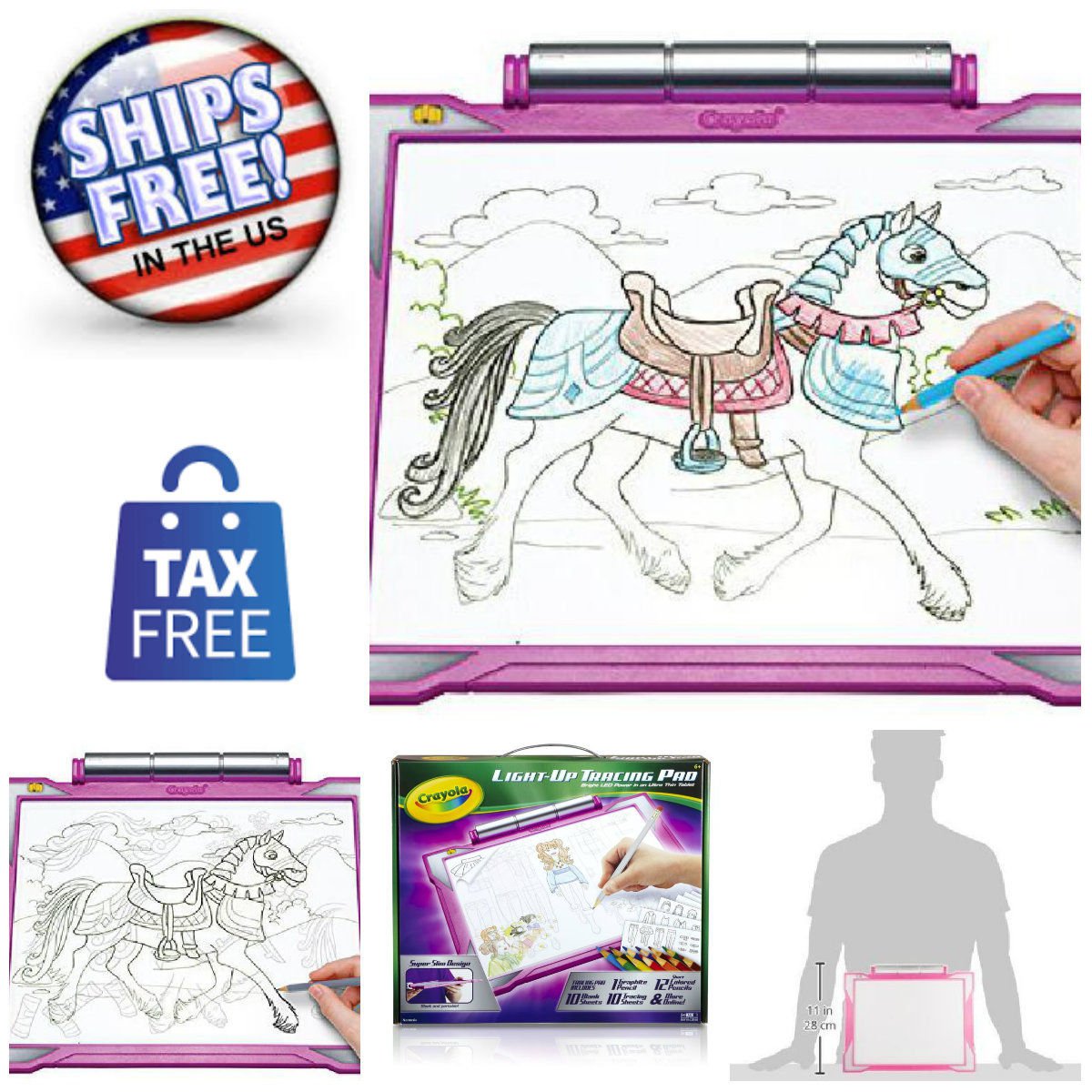Crayola Light Up Tracing Pad Led Pink nt images Art Kit 12 Pencils