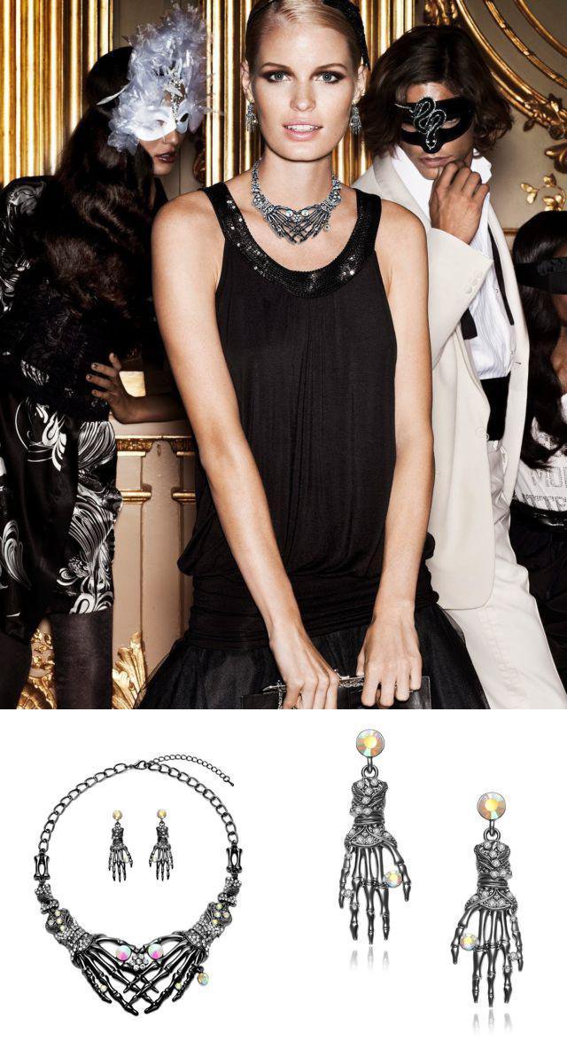 Gothic Jewelry Set For Women Chunky Necklace Drop Earrings Punk Style ...
