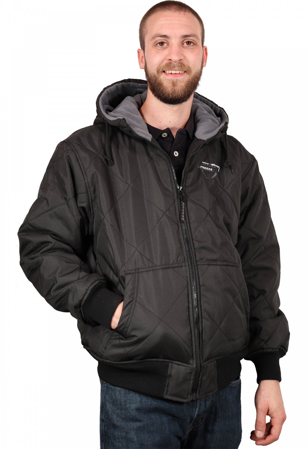 (2XL, Black) Fleece-lined Quilted Winter Jacket by Freeze Defense