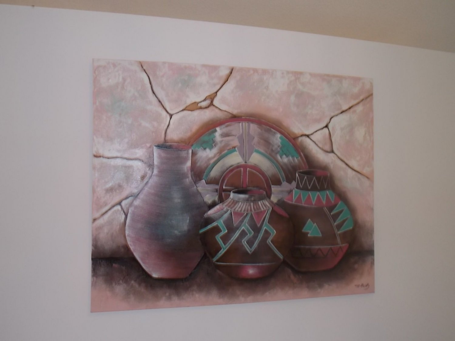 R.ATKINS-ORIGINAL OIL ON CANVAS NATIVE-SOUTH WESTERN-TEXTURED XLG ...