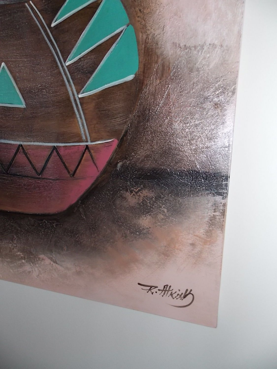 R.ATKINS-ORIGINAL OIL ON CANVAS NATIVE-SOUTH WESTERN-TEXTURED XLG ...