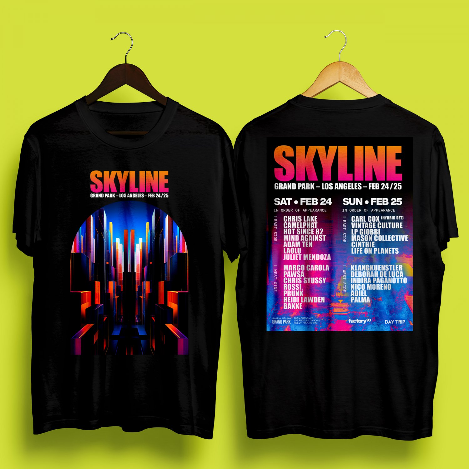 SKYLINE MUSIC FESTIVAL 2024 BLACK TEE WITH LINEUP DM01