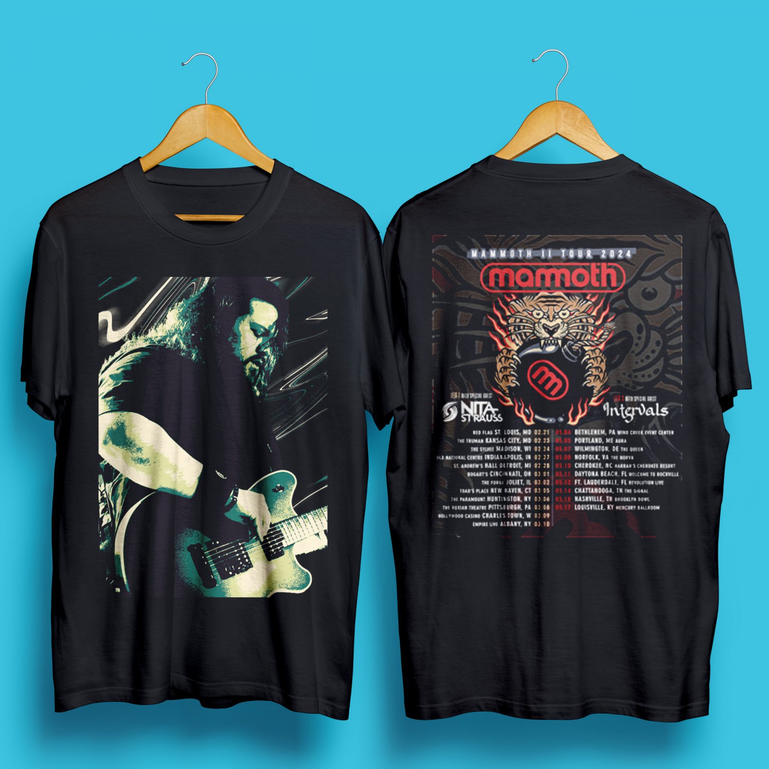 WVH MAMMOTH II TOUR 2024 W NITA STRAUSS BLACK TEE WITH DATES DM01