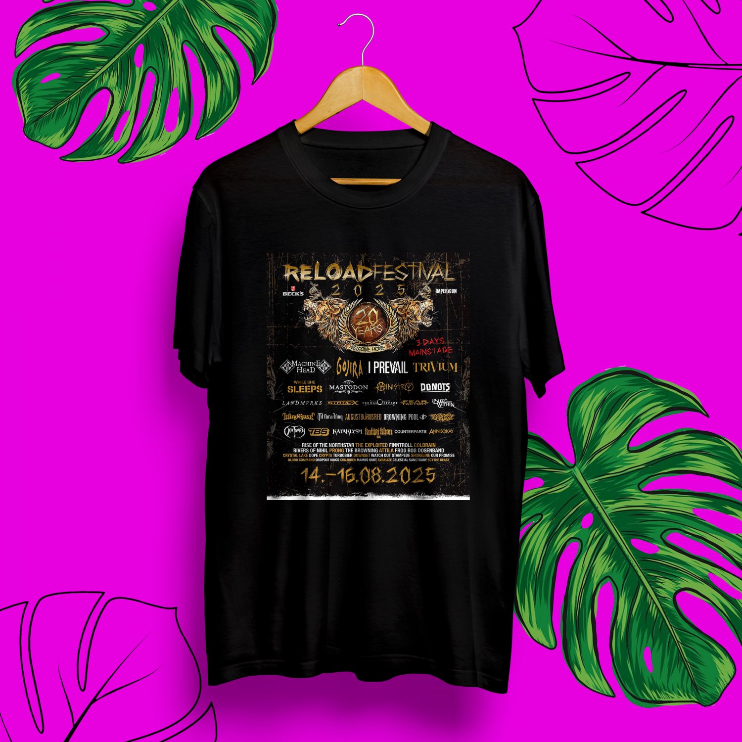 RELOAD FESTIVAL 14 AUG 2025. RELOAD FESTIVAL. UNISEX BLACK FRONT TEE DM01