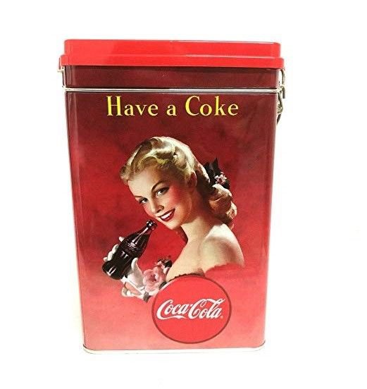 Coca Cola Container w/ Clasp Tin Box Jar Drink Have a Coke