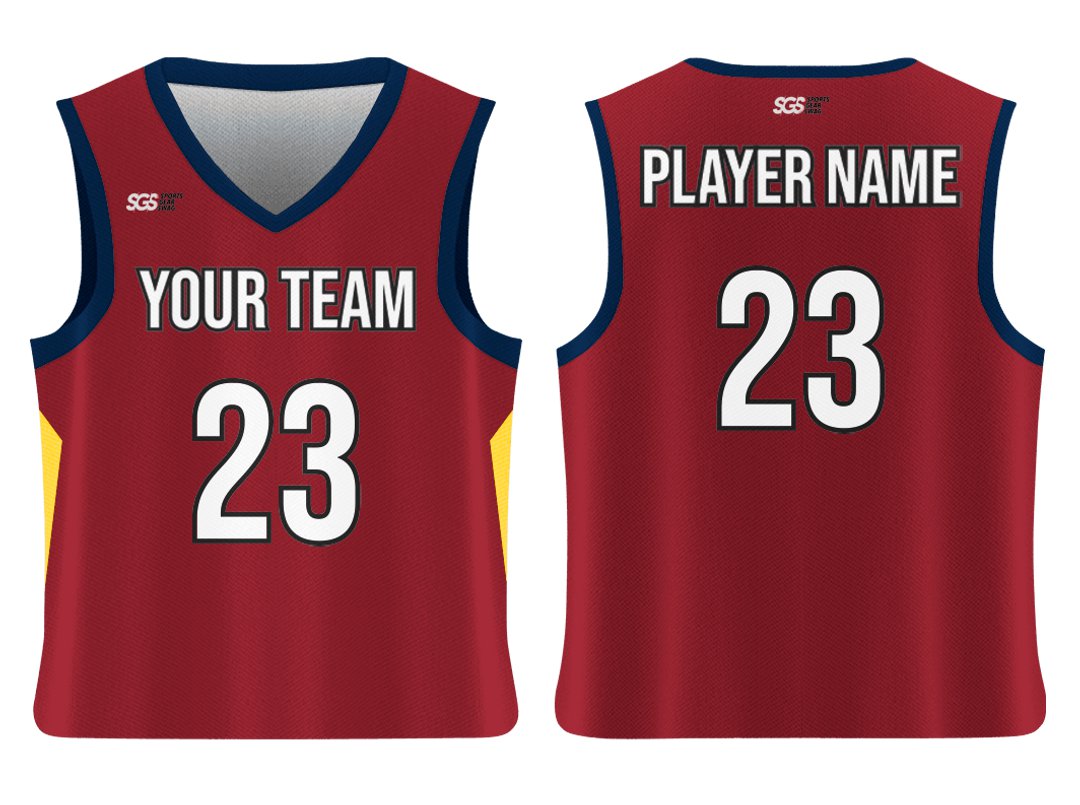 Custom Maroon & Yellow Replica Adult Youth Unisex Basketball Jersey ...