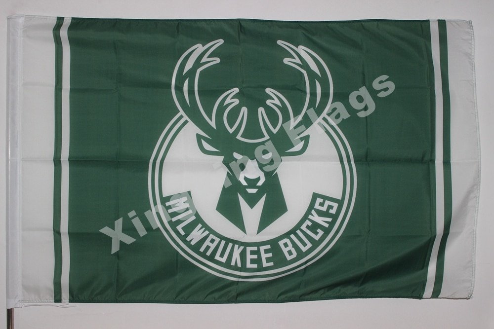 Milwaukee Bucks Column Flag 3ft X 5ft Polyester NBA1 Milwaukee Bucks ...
