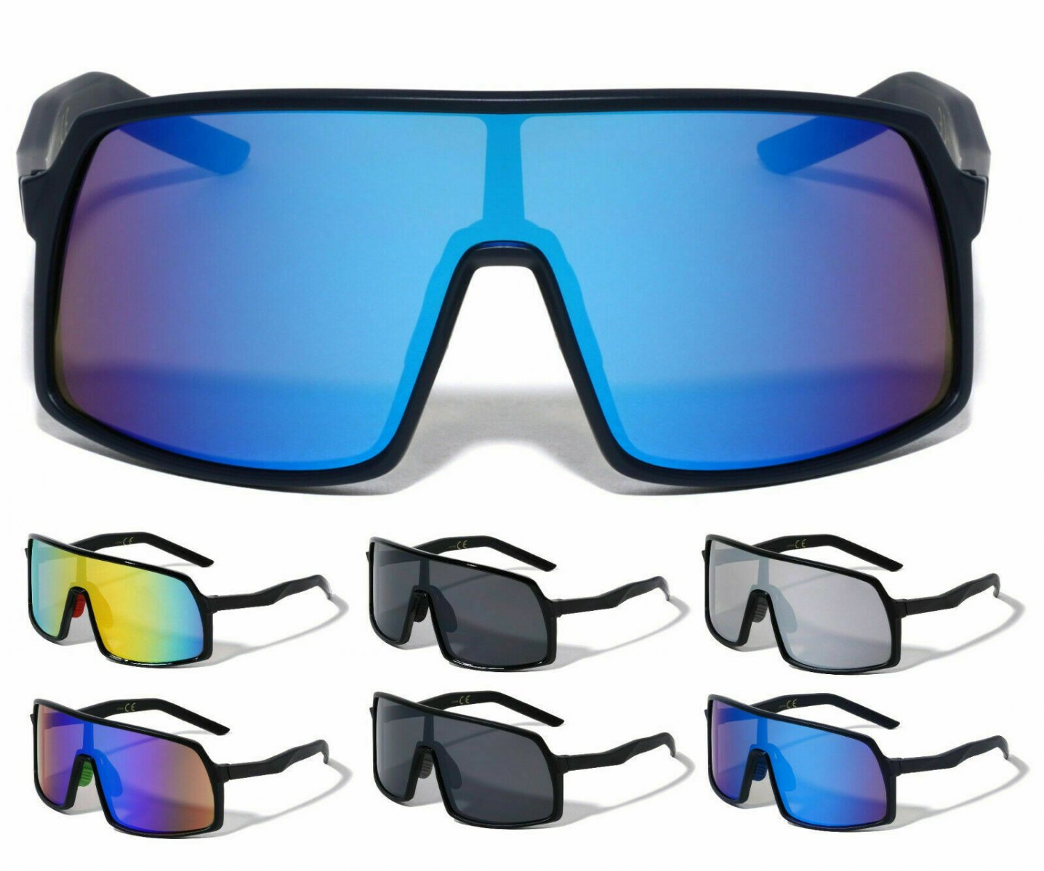 OVERSIZED FUTURISTIC SHIELD WRAP AROUND SUNGLASSES SPORT OUTDOOR BEACH ...
