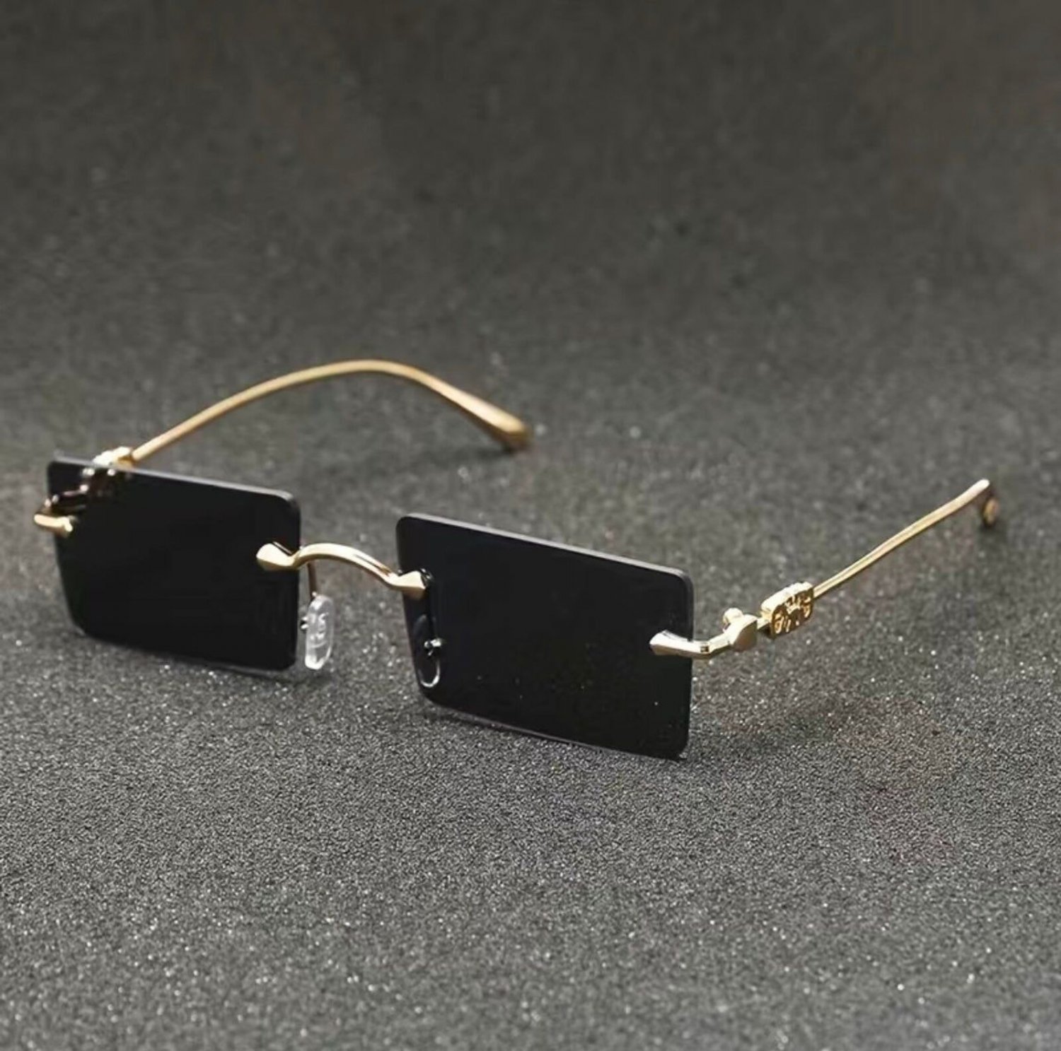 Men's Rectangle Lenses Rimless Fashion Sunglasses