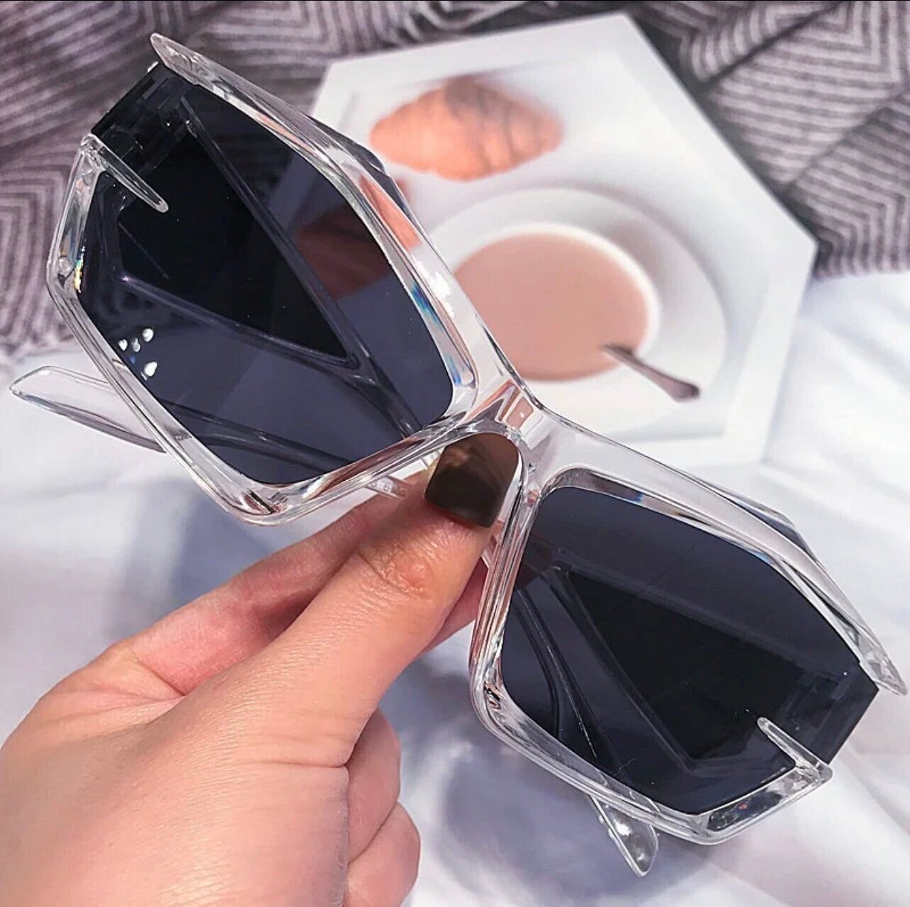 Futuristic Y2K Wrap Around Transparent Sunglasses: Stand Out in Style with UV400