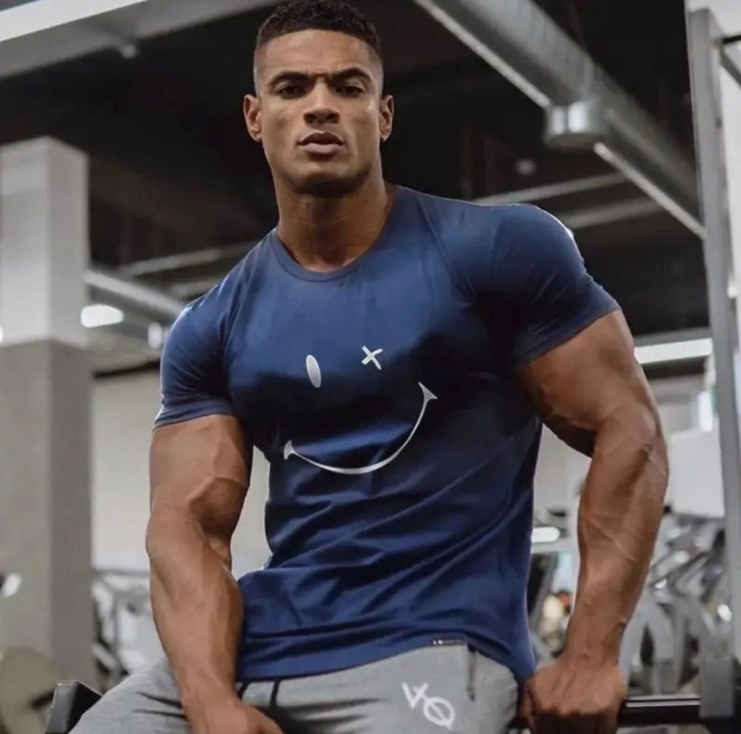 Summer Trend New Smiling Face 3D Printing Men's T-Shirt Round Neck Hip ...