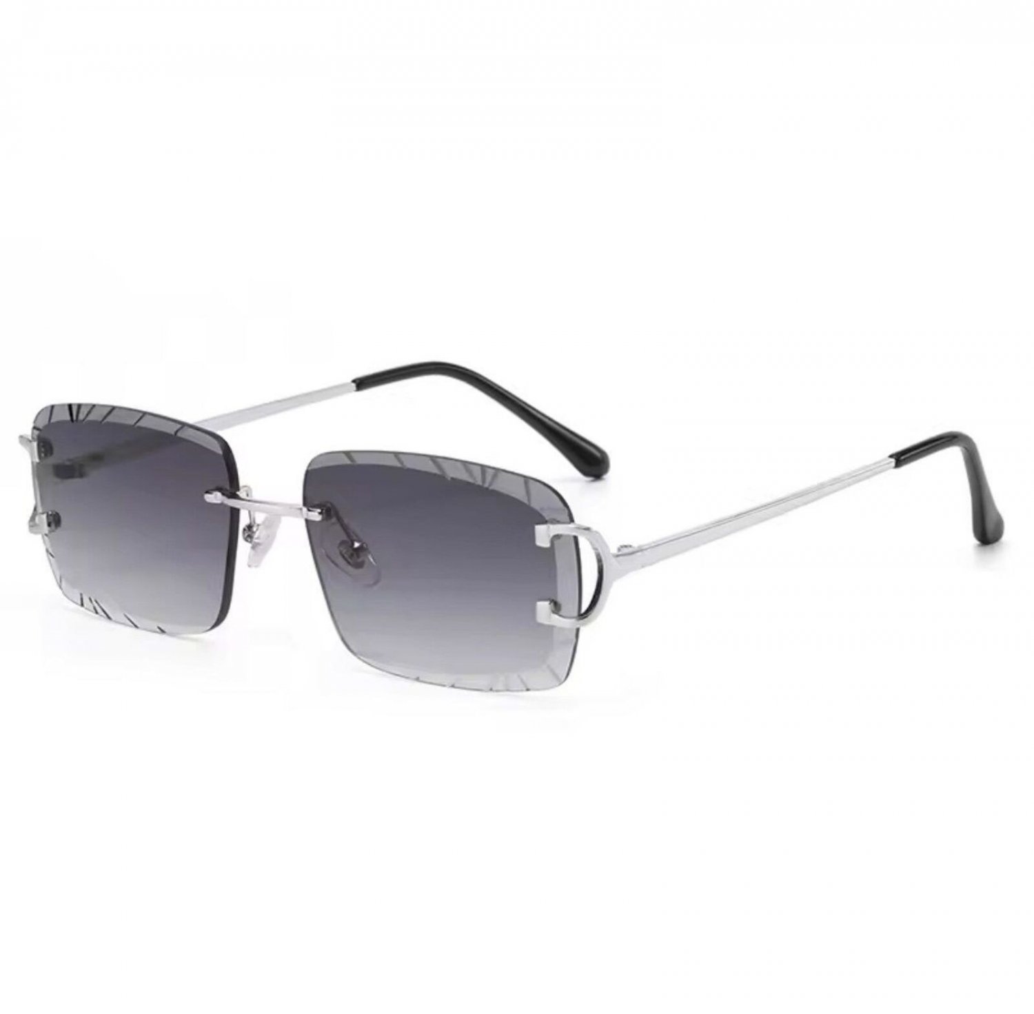 Rimless Square Sunglasses Men Cupronickel Fashion Punk Gradient Sun Glasses