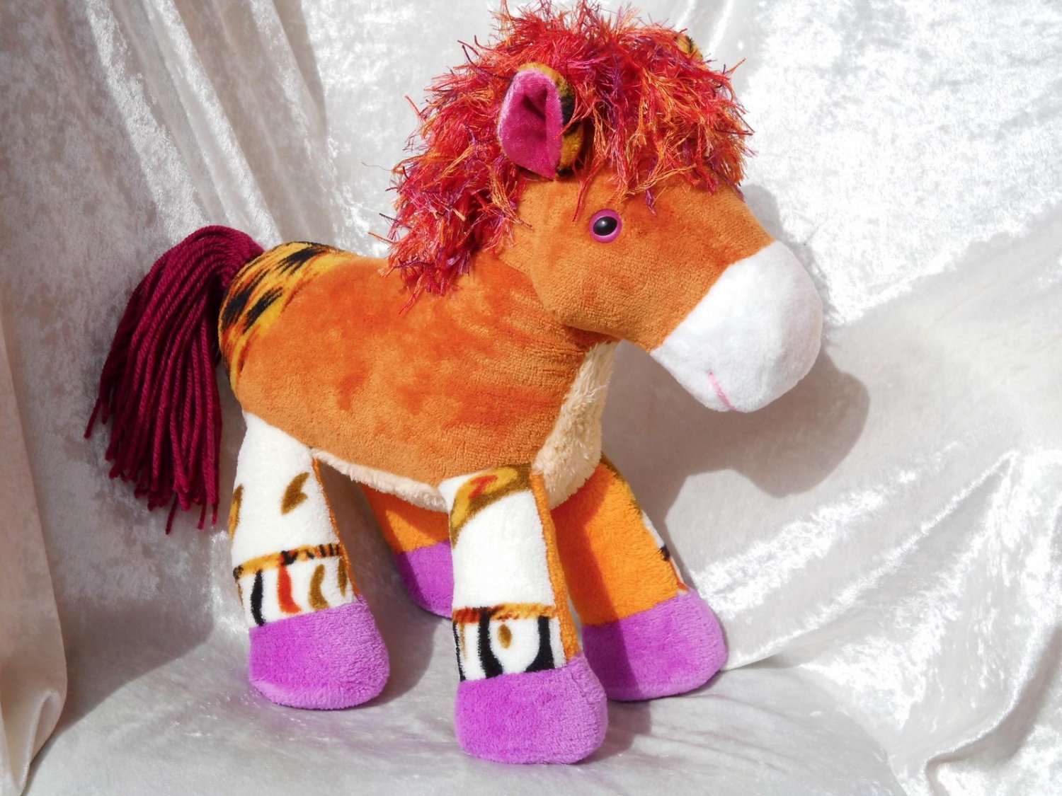 CHESTNUT Horse HANDMADE Collectible soft toy Impala Pony purple hooves ...