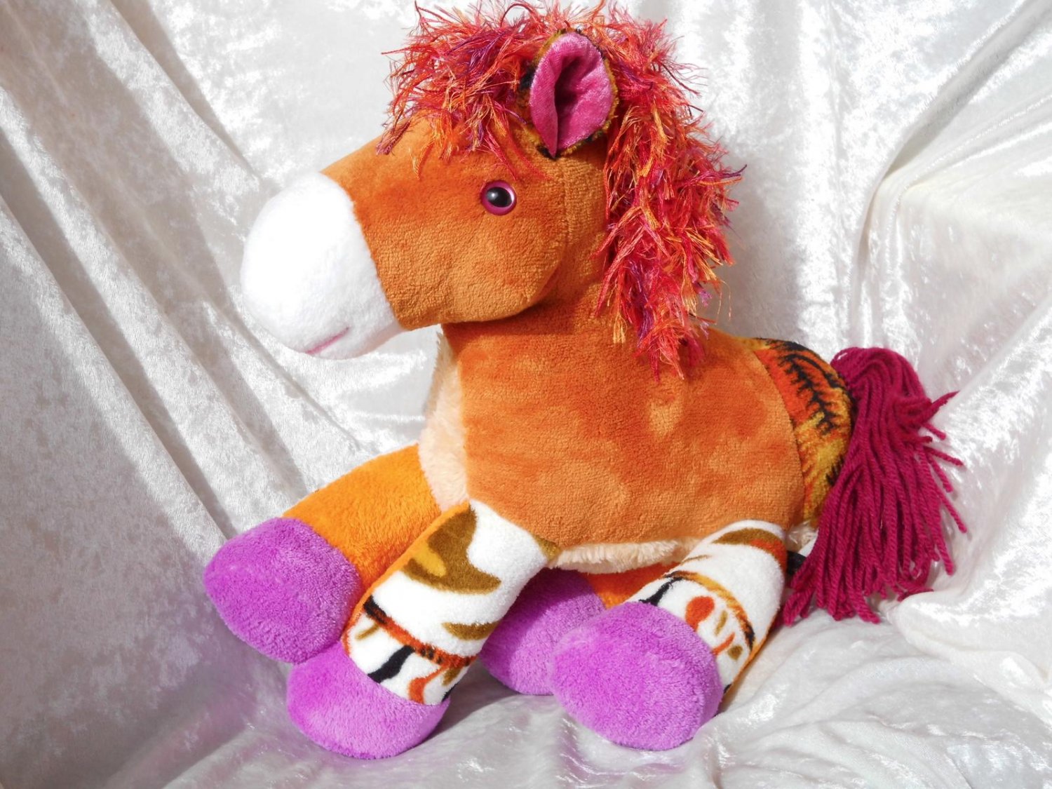 CHESTNUT Horse HANDMADE Collectible soft toy Impala Pony purple hooves ...