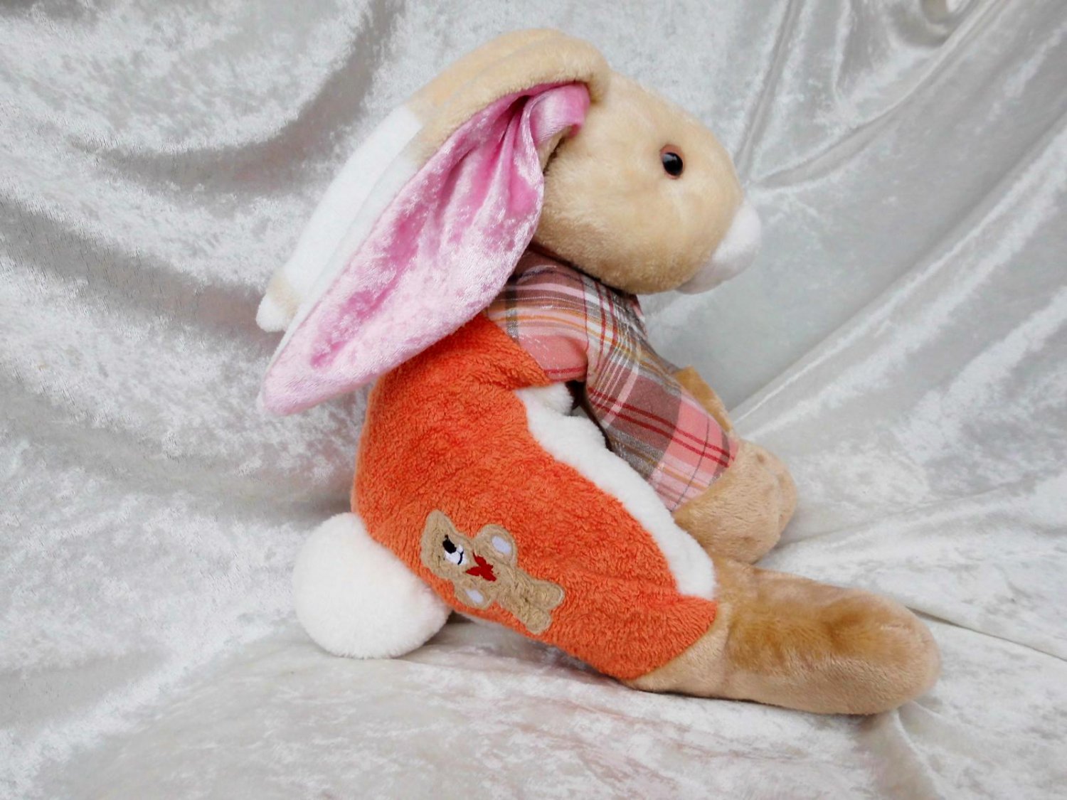 HANDMADE Bunny orange with Teddy Bear soft toy floppy rabbit plush ...