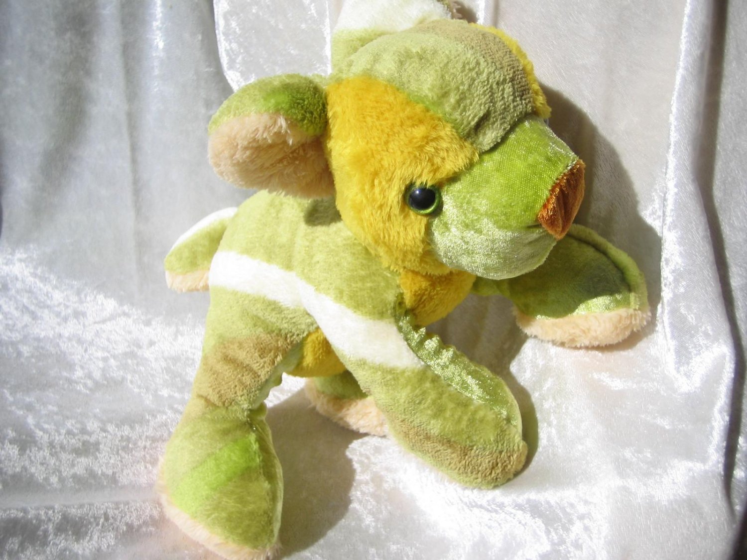 Unique limeGreen Teddy Bear cub green HANDMADE soft toy yellow stuffed ...