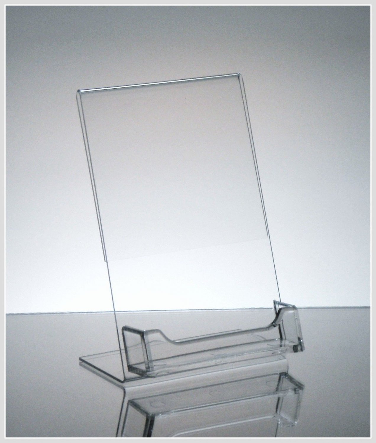 50 Acrylic 4" x 6" Slanted Sign Holders with Business Card Holder