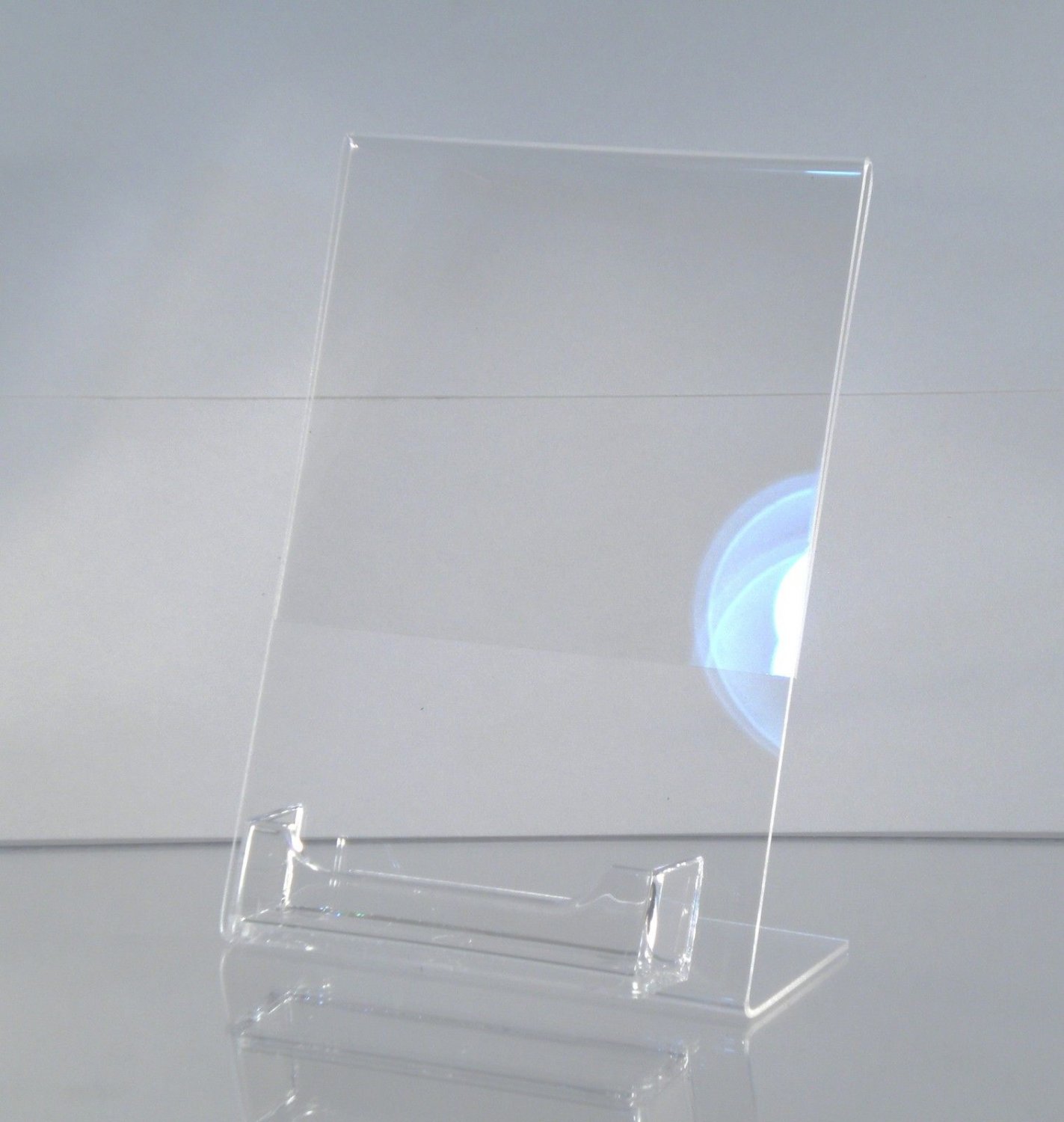 10 Acrylic 5" x 7" Slanted Picture Frame Holders with Business Card Holder