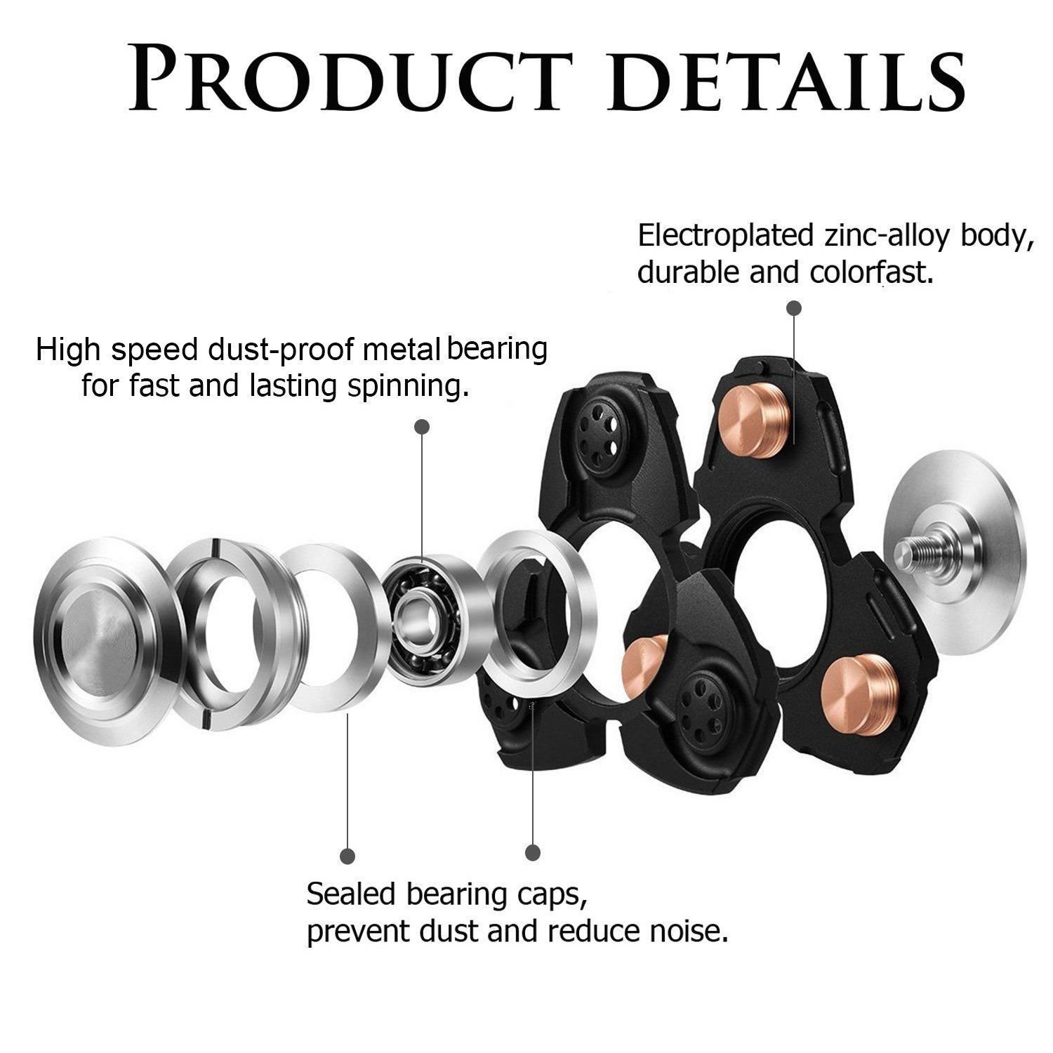 CKF Premium Zinc Alloy Metal Fidget Hand Spinner Toy EDC ADHD Kids/Adult US