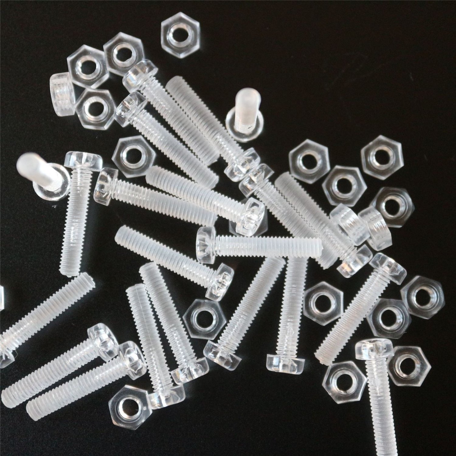 60 x Transparent Clear Acrylic M4 x 20mm Nuts & Bolts, Acrylic Plastic ...