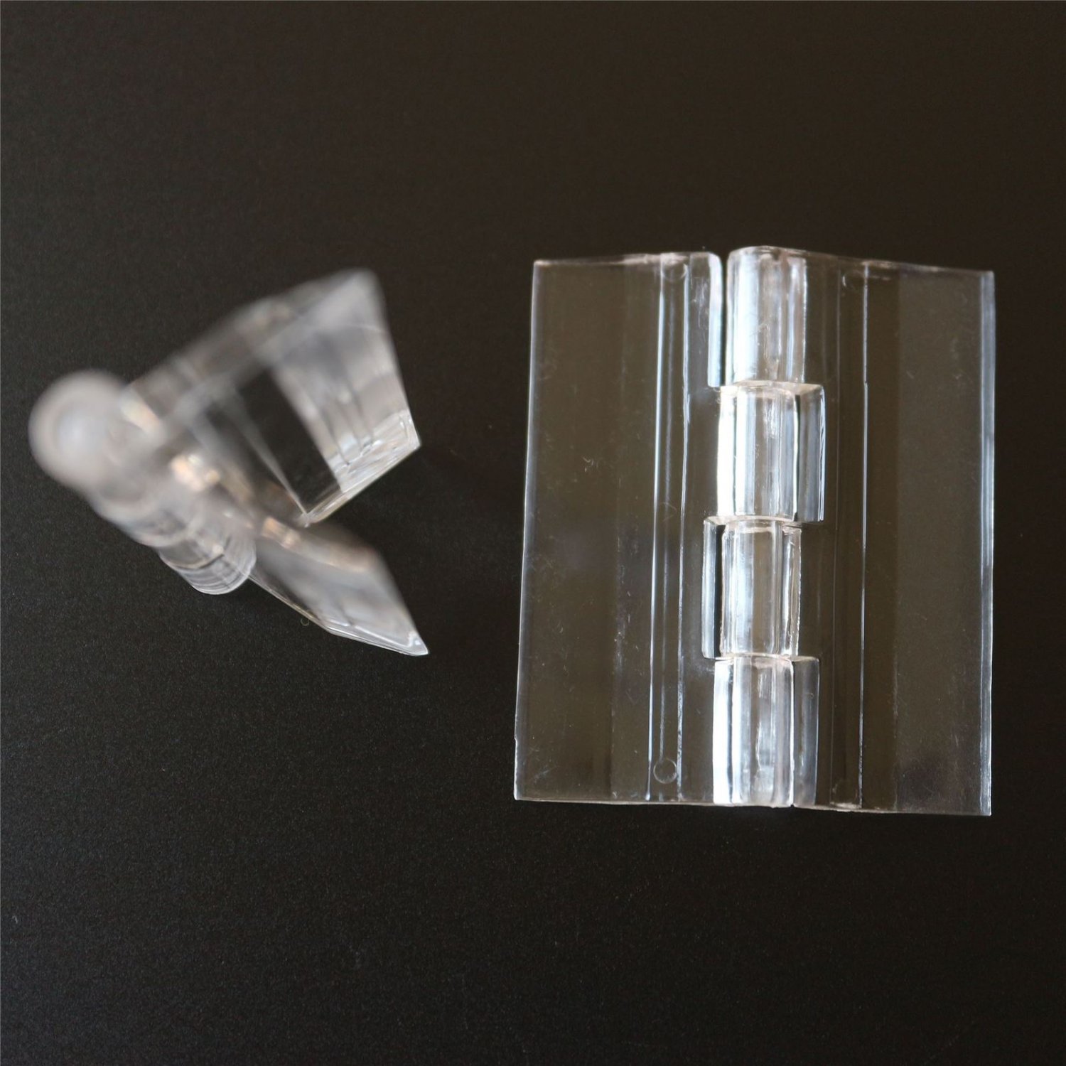 2 x Acrylic Hinges - 45mm x 38mm CLEAR Hinges, Transparent, Continuous ...