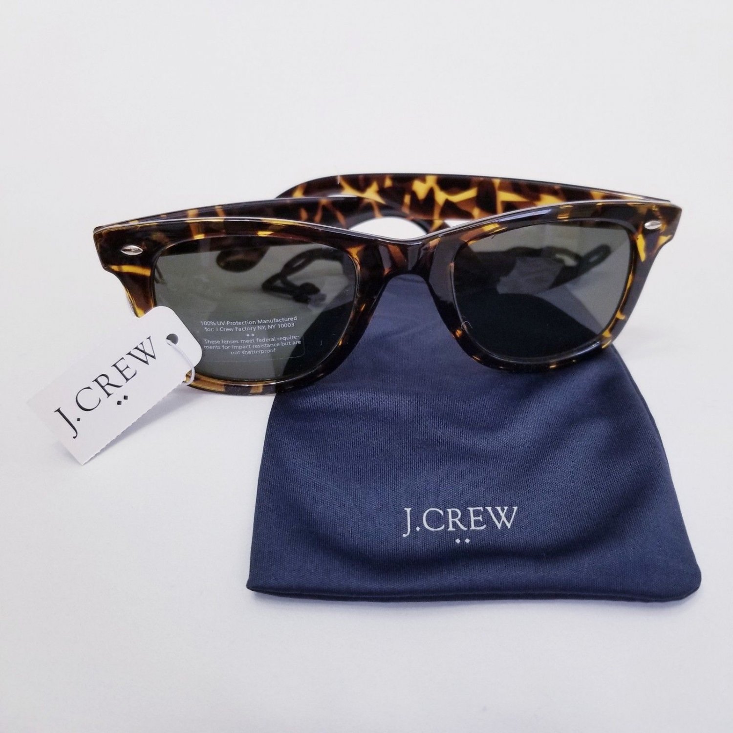 New J Crew Mens Sepia Lens Brown Tortoise Plastic Retro Frame