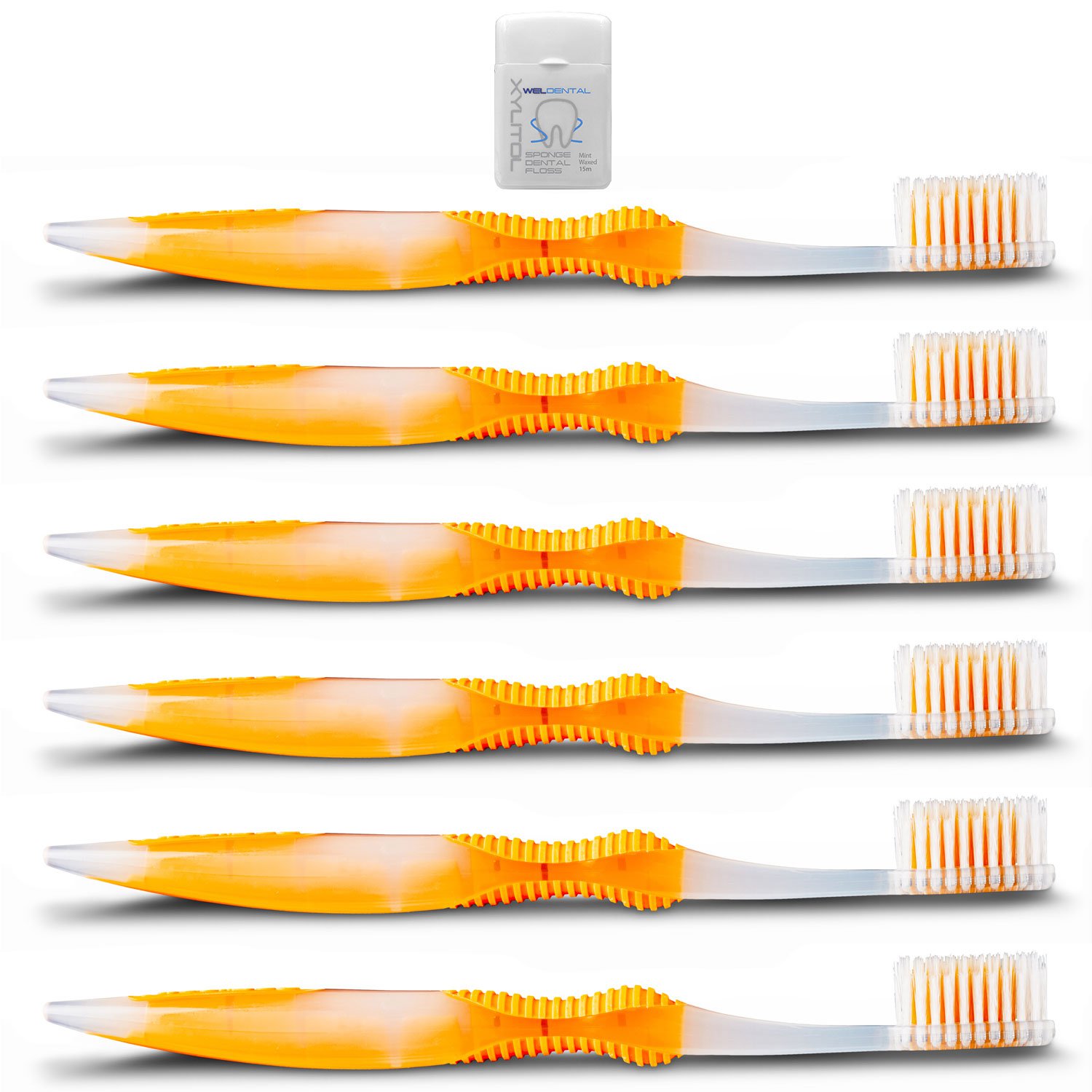 SoFresh Toothbrush, 6-Pack Orange, Adult Soft
