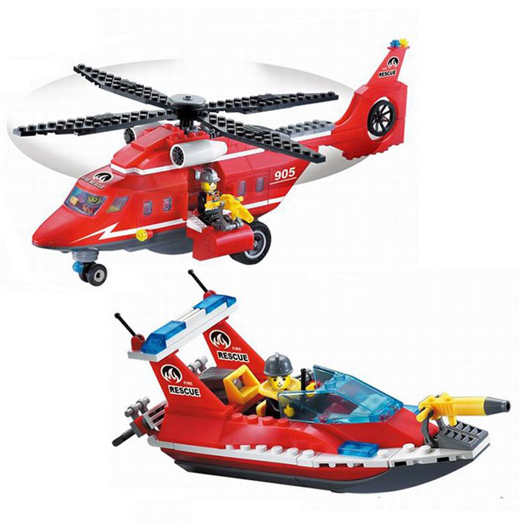 City Rescue Fire Helicopter Ship Oil Rig Station Lego Compatible City ...