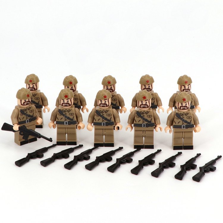 Soviet Union soldiers Assault rifle Minifigures Lego Compatible WW2 ...