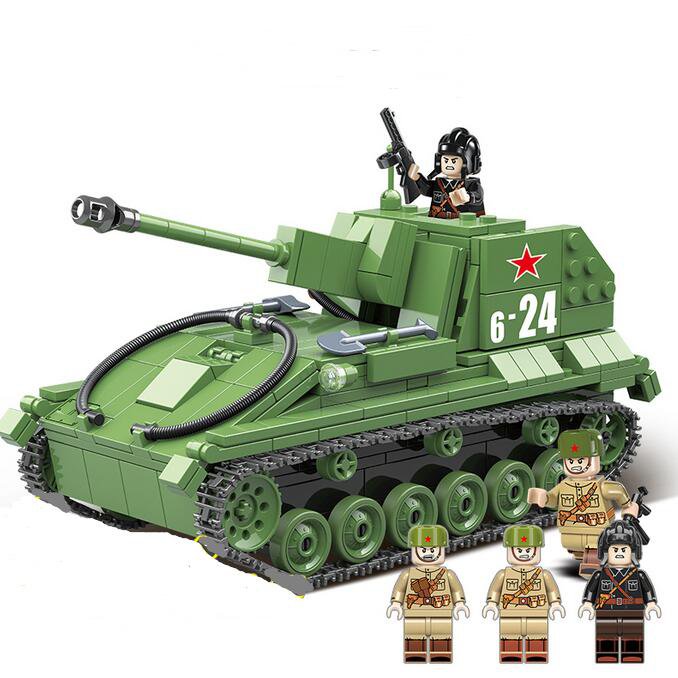 Soviet Union SU-76 Self-propelled gun soldier Lego Compatible WW2 Tank Set