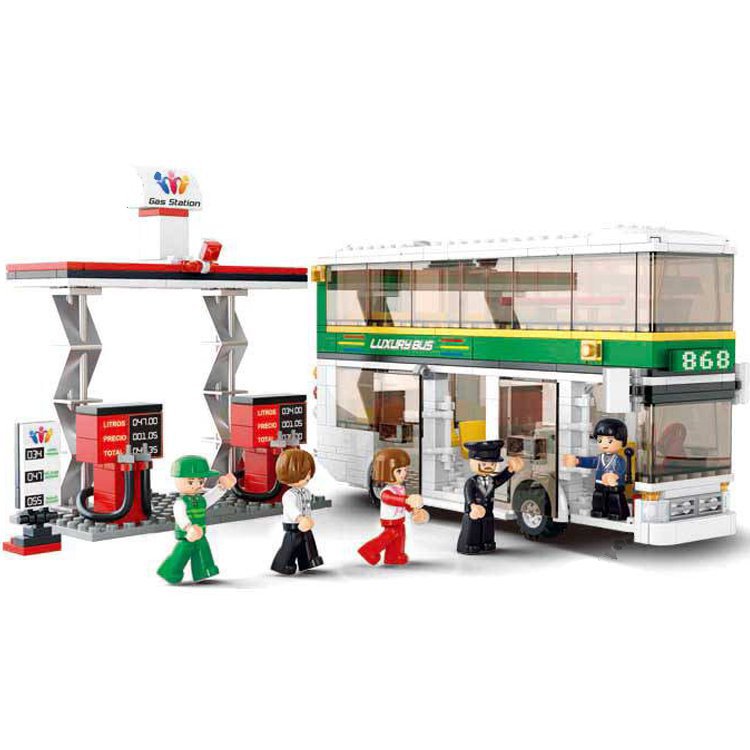 Double-decker bus Passenger Bus Stop Transit Gas Station Lego ...