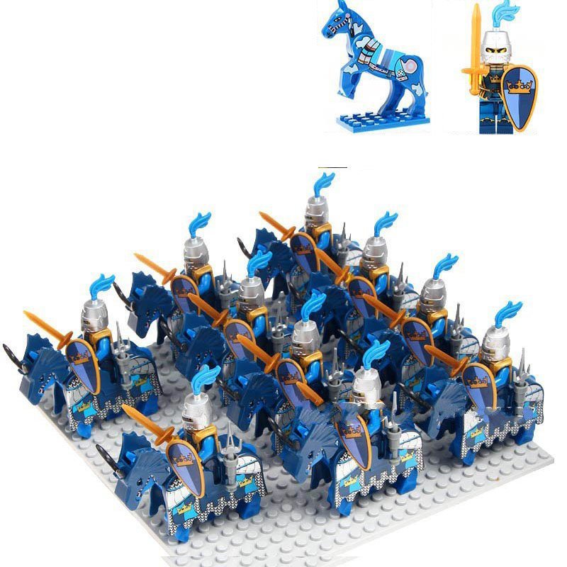 Blue Leo's Army Knight Minifigures Lego Compatible Medieval King Leo's ...