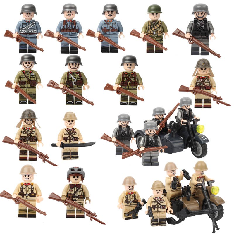 German army and Japanese troops motorcycle Minifigures Lego Compatible ...