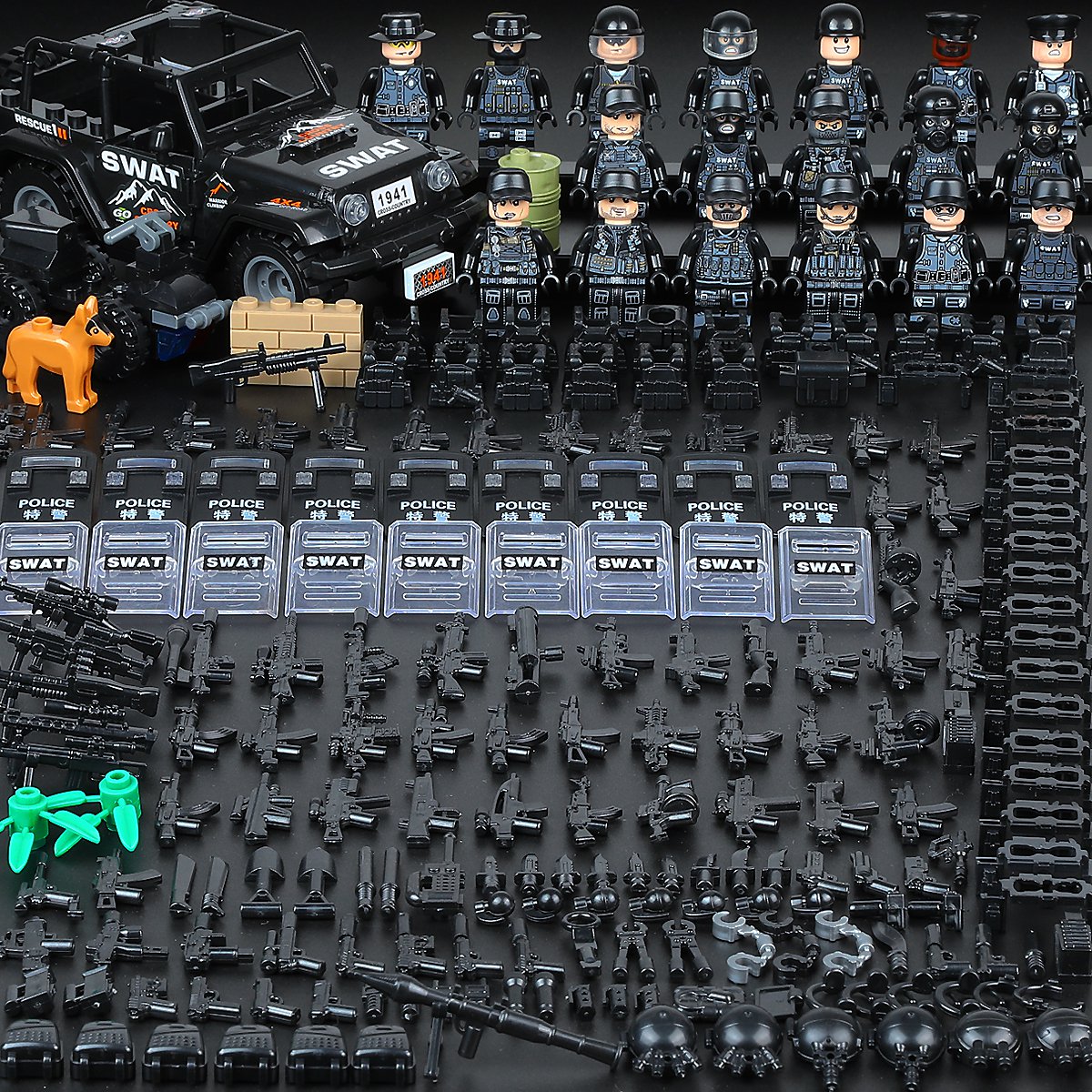 18pcs SWAT Police cars motorcycle Minifigures Lego Compatible City Police