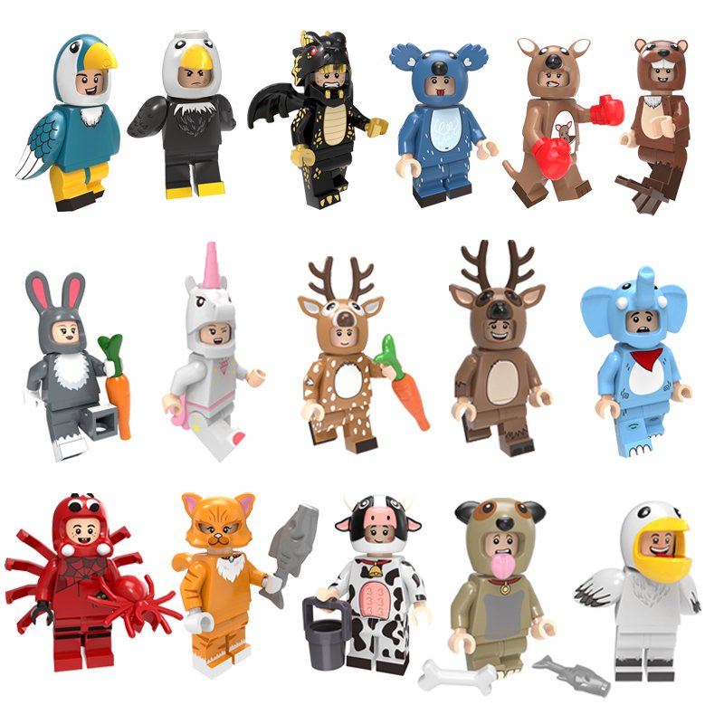 Animal Guy Minifigures Bear dragon Elephantidae Rabbit Lego Compatible Toy